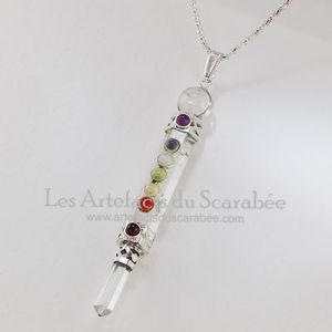 A- Pendentif *Mini Bâton de Guérison "7 Chakras" - Quartz Clair ...